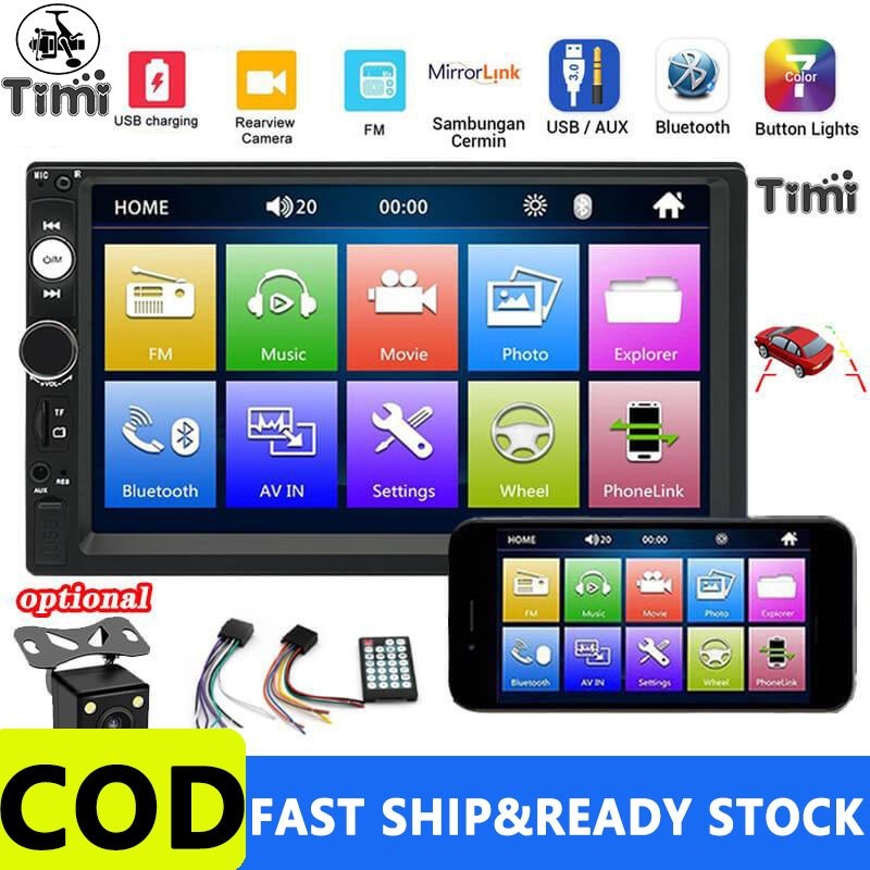 LAYAR LOKAL Universal HD IOS/Android Double Din Head Unit 7 inch Touch ...