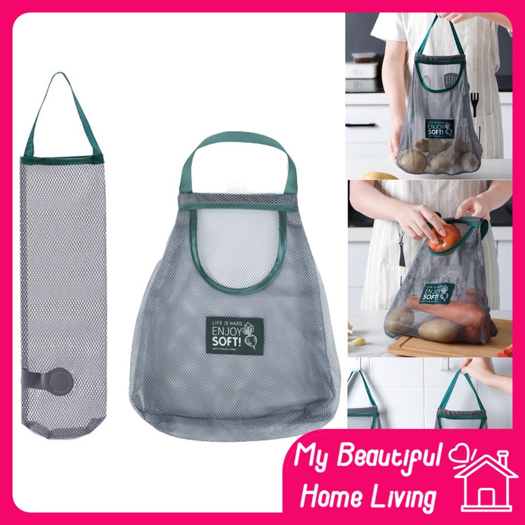 (MULTI SIZE & SHAPE) MBHL Kitchen Polyester Totes Mesh Bag Reusable ...