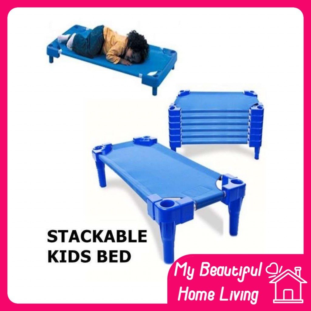 (ENHANCED STEEL) MBHL Portable Kids Bed Canvas Bed Stackable ...