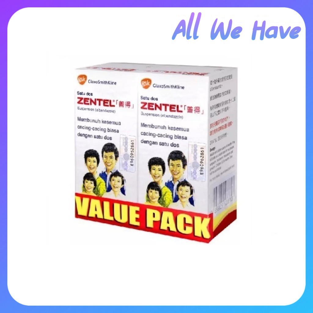 (FRESH BATCH TWIN PACK) Zentel Suspension One Dos 400MG 10ML Deworming ...