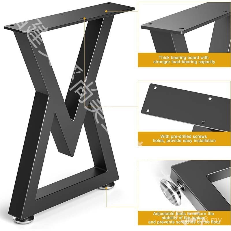 Rak meja besi tempa kreatif, besi tuang, kaki meja segitiga berbentuk V ...