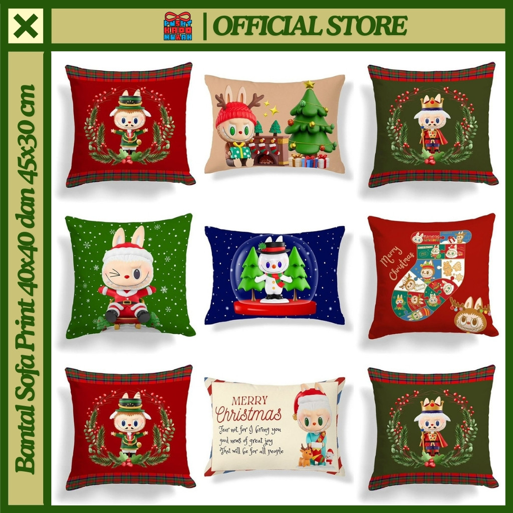 Sofa Pillow Print Labubu The Monster Motif Christmas Edition Christmas ...