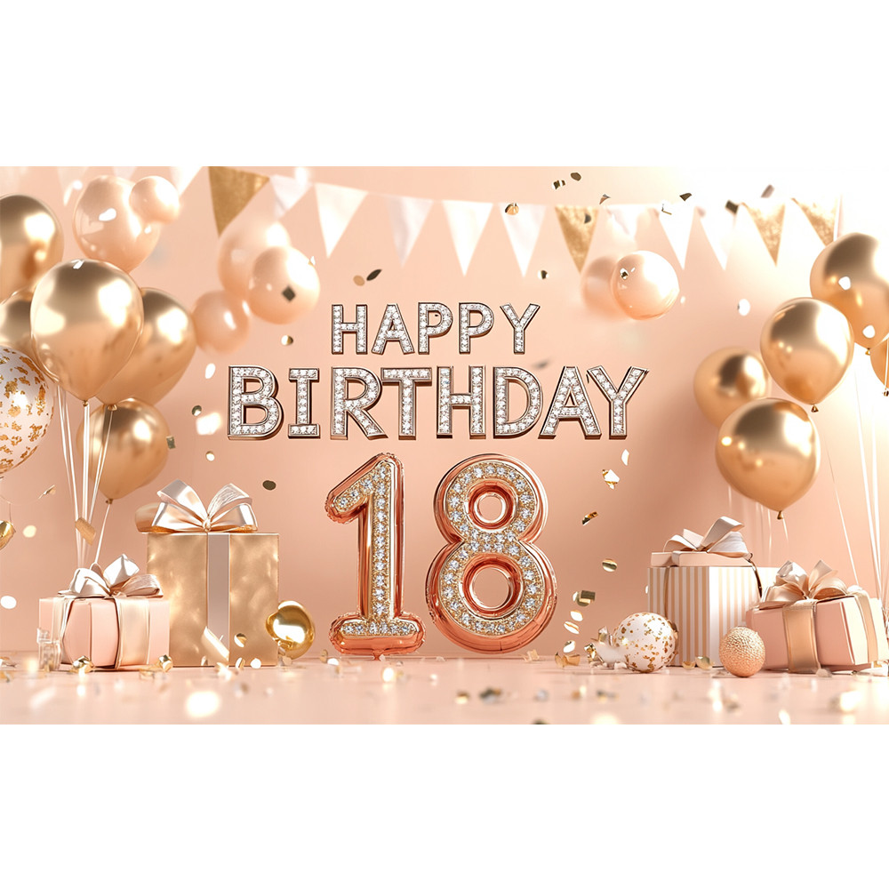 18th Birthday Decorations For Girls - Pink 18th Birthday Backdrop For ...