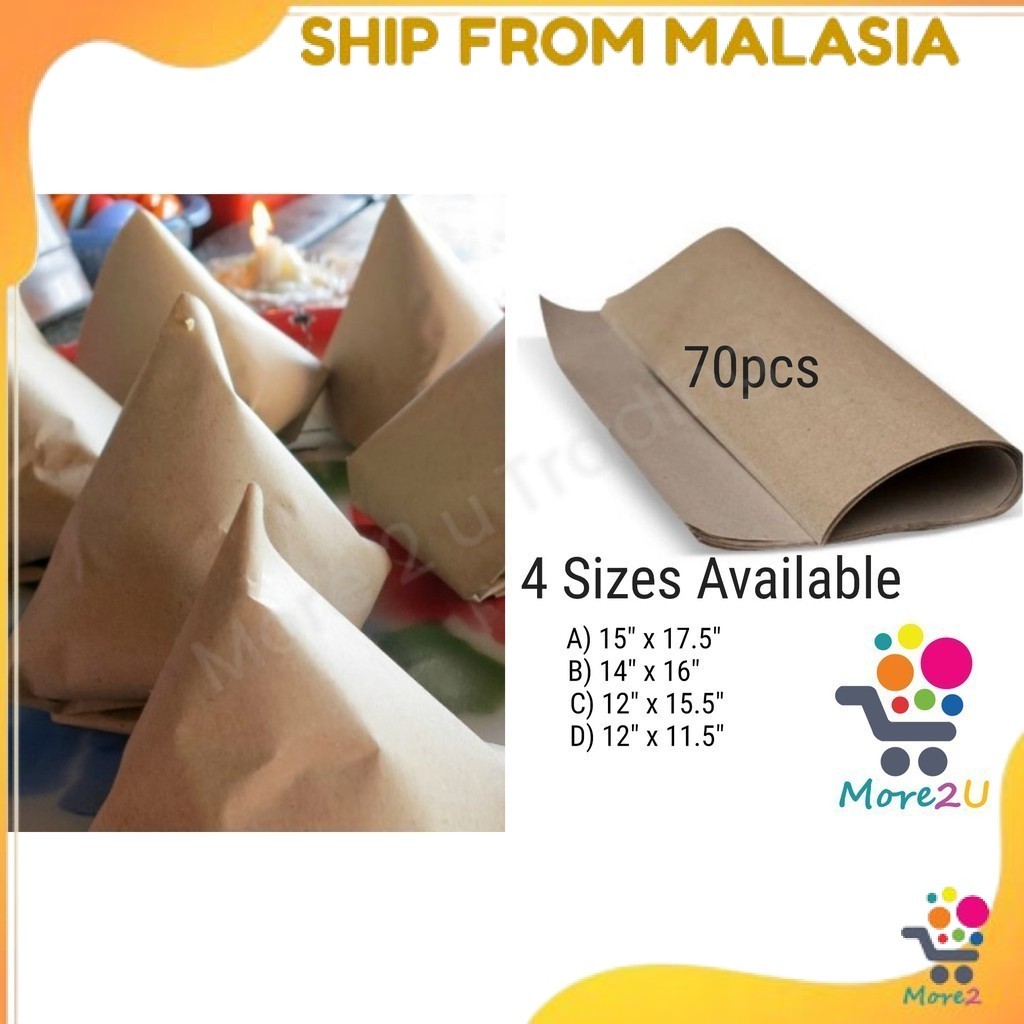 Kertas Pembungkus Makanan / 70pcs Brown Hawker Paper / Food Packaging ...