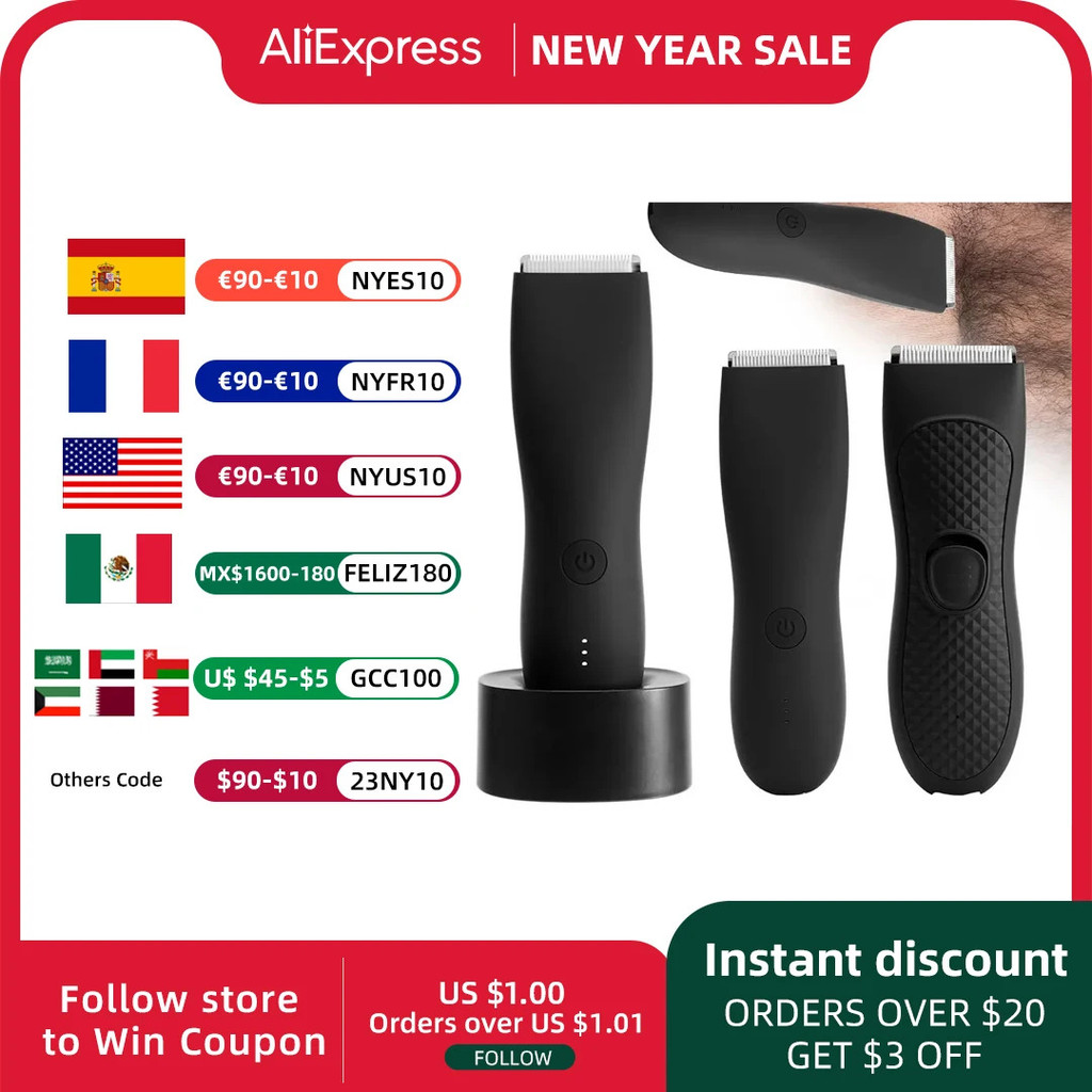 Men's Electric Groin Hair Trimmer Pubic Hair Trimmer Body Grooming ...