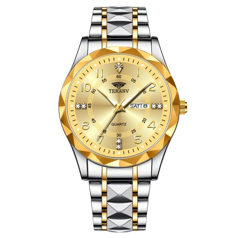 Men's watch, large dial watch, luminous men's quartz calendar watch ...