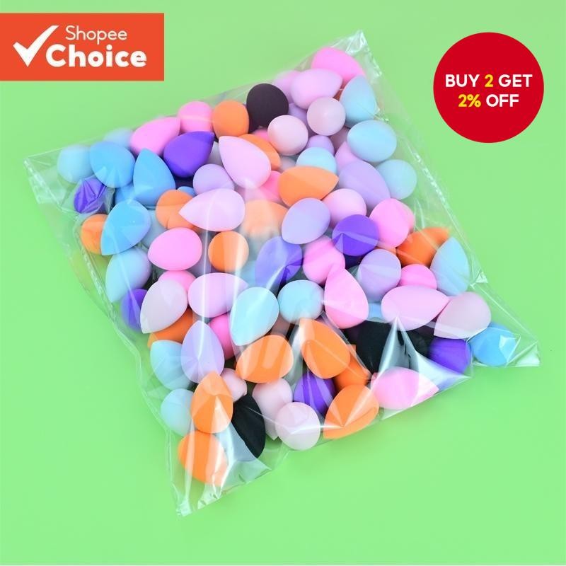 100Pcs Mini Teardrop Shaped Makeup Sponge Set, Random Colors, Wet And ...