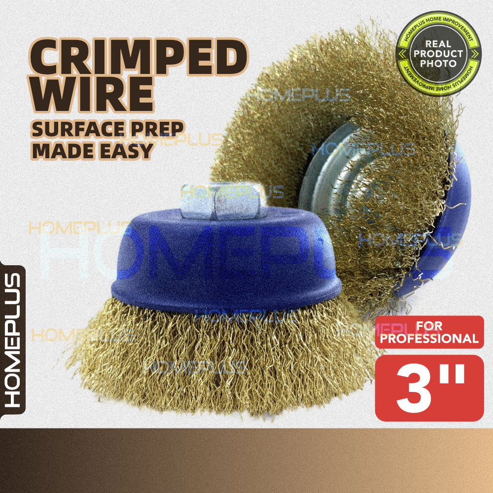 3 inch Heavy Duty Crimped Wire Cup Brush Rust Paint Remover Grinding ...