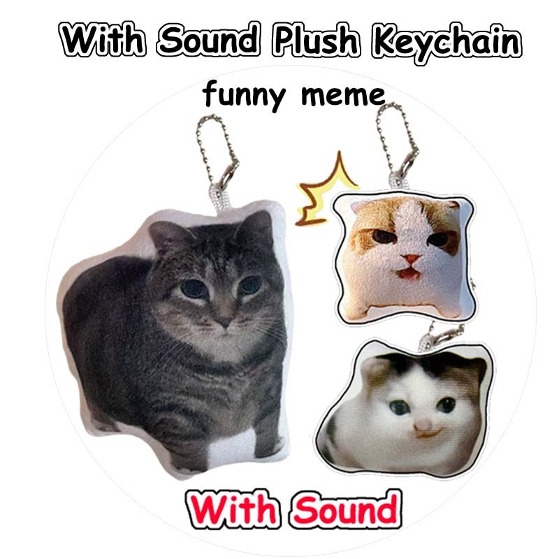 Creative Cat Meme Keychain with Sound 100pcs Funny GlF Stickers ...