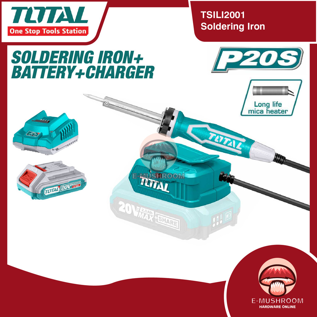 Total 40W Li-ion Cordless Soldering Iron TSILI2001 Portable Li-ion ...