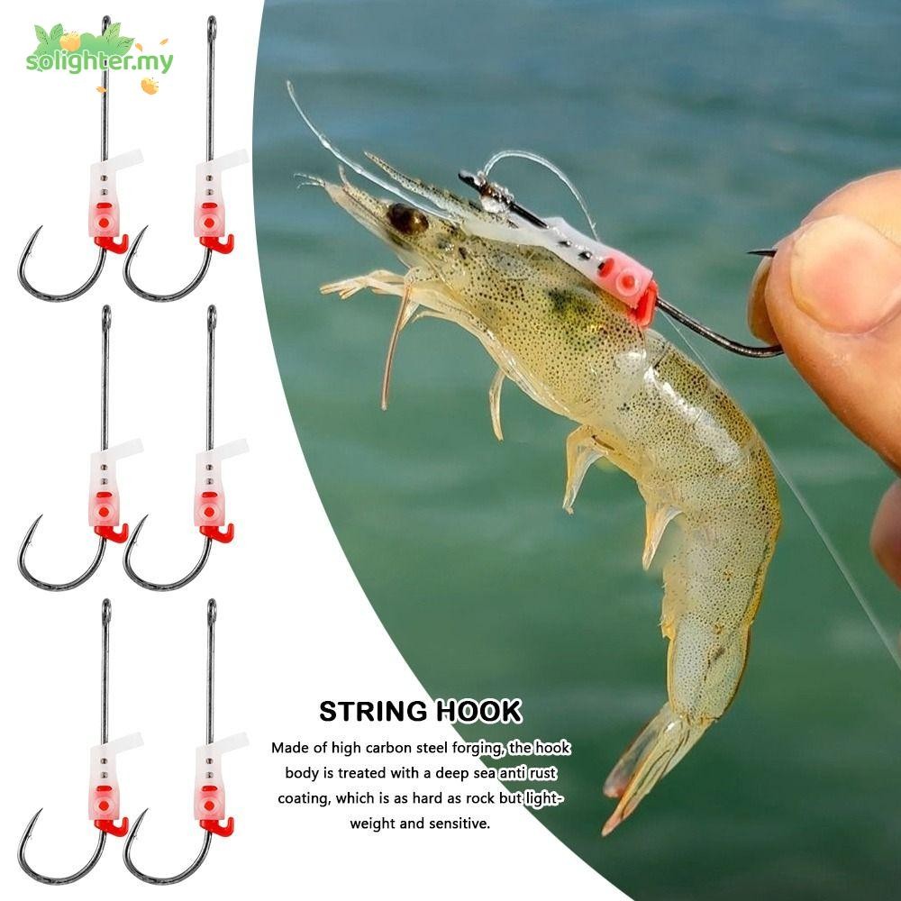 SOLIGHTER 5pcs Luminous Live Shrimp Hooks, Stainless Anti-entanglement ...