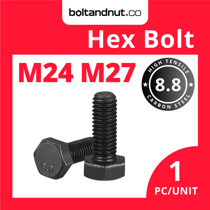 M24 M27 Hex Bolt DIN933 | Grade 8.8 High-Tensile Steel | Black Oxide Coating | Full Thread Skru ...