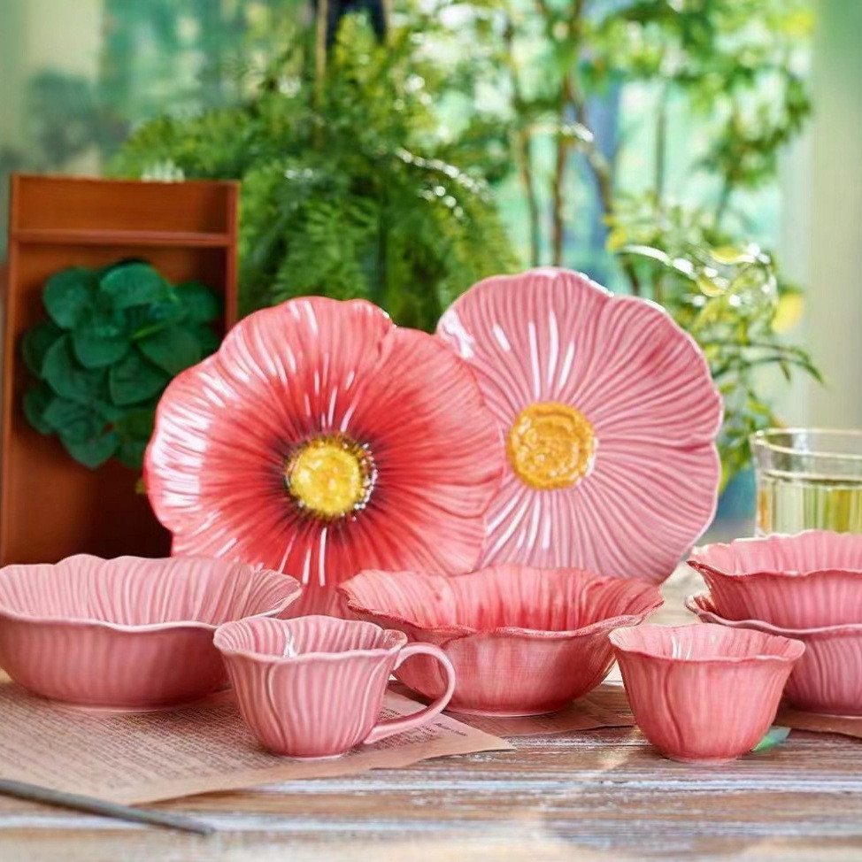Trendy Ceramic Dish Set - Ins Floral Design for Dessert/Afternoon Tea ...
