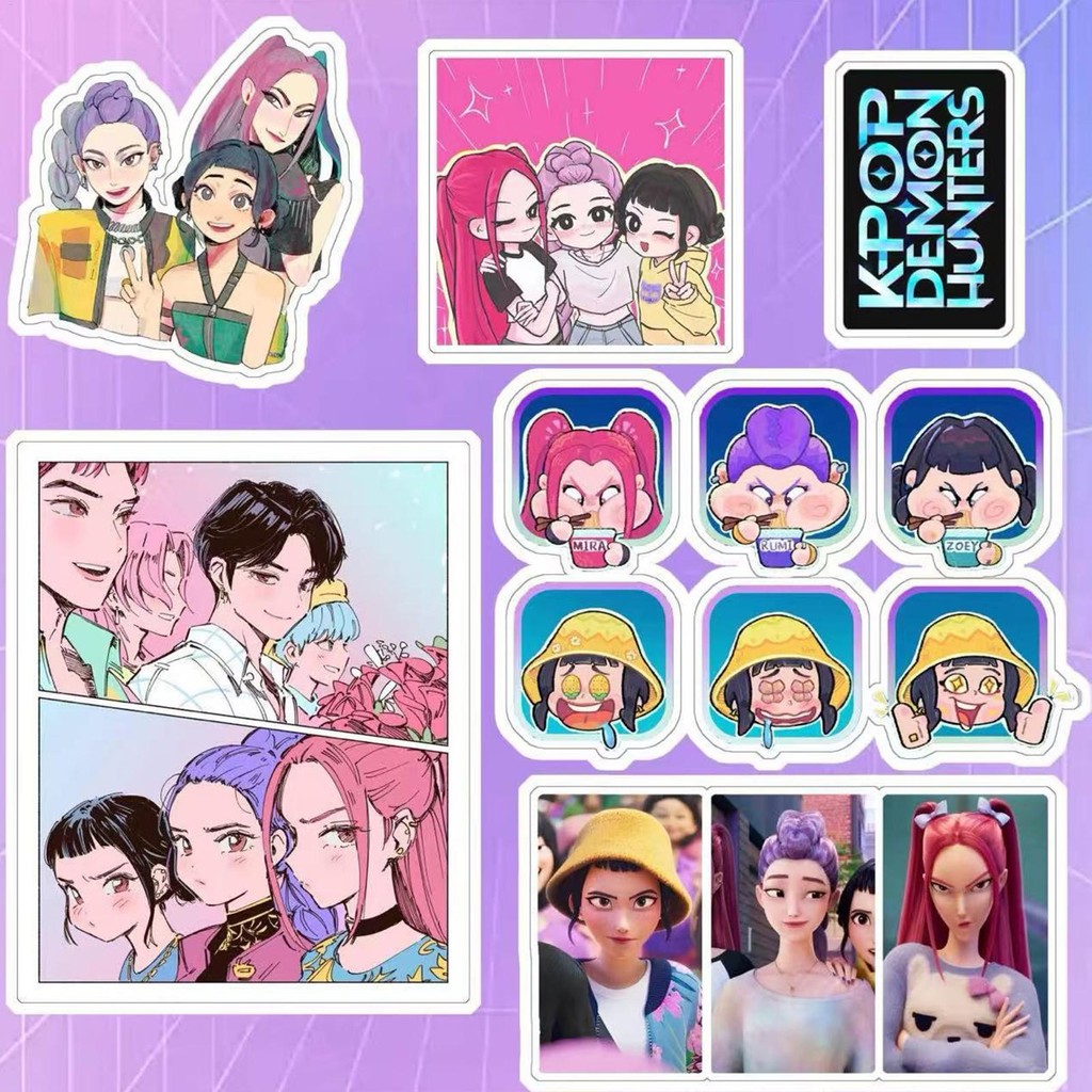50-Piece KPop Demon Hunters Stickers Saja Boys Photocards Lomo Card DIY Stickers Set Collection ...