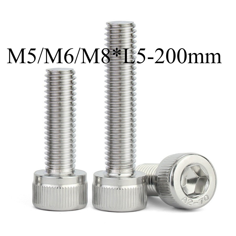 Socket Cap Screw 304 Stainless Steel M5-M8 L5-200mm Hex Socket Cup Head ...