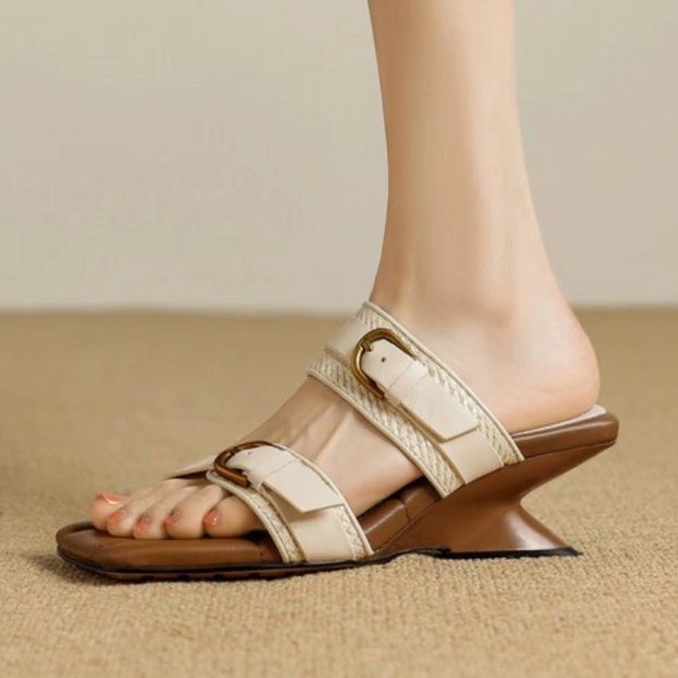 Square Toe Shaped Heel High Heels Women Women's Slip-On | Shopee Malaysia