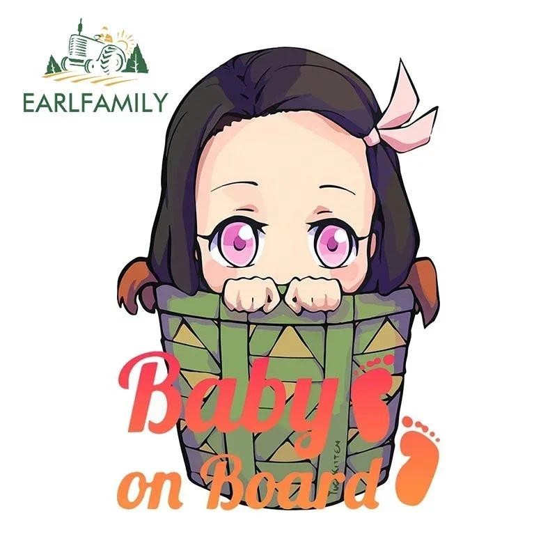 EARLFAMILY 13cm Nezuko Peek Baby on Board Car Sticker Car Goods Cartoon ...