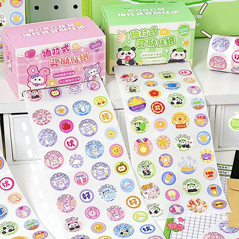 500 Pcs Boxed Cute Cartoon Round Stickers for Student Children Kids ...