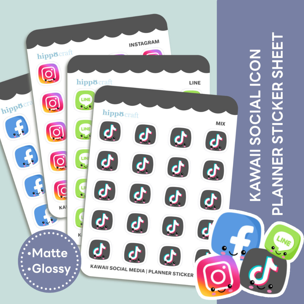 Social media icons | Planner sticker sheet Die Cut Stickers Ready To ...