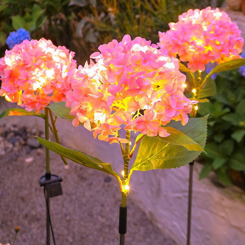 Hydrangea LED Solar Flower Lights Outdoor Waterproof Decoration ...