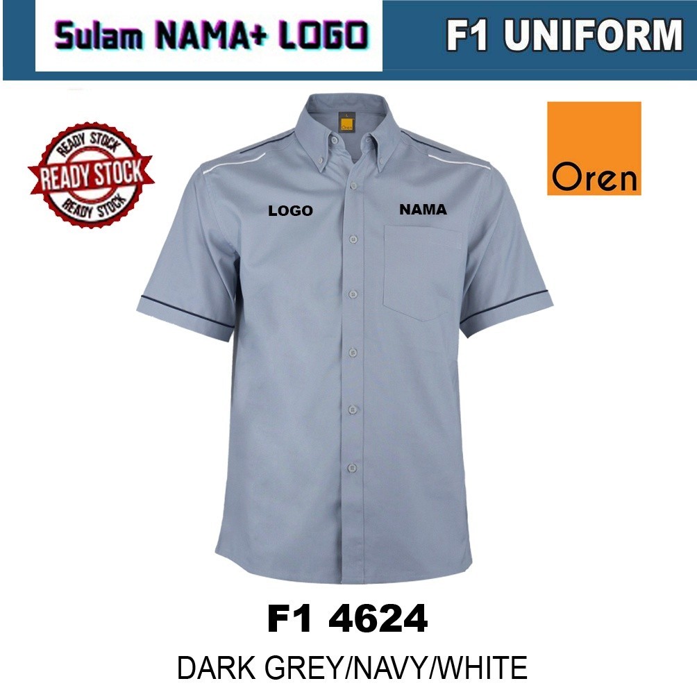 BAJU KORPORATE KELABU LENGAN PENDEK F1 4624 jenama oren sport | Shopee ...