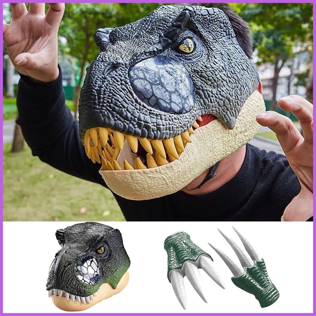 Halloween Cosplay Dinosaur Mask Moving Jaw Raptor Dinosaur Mask for ...