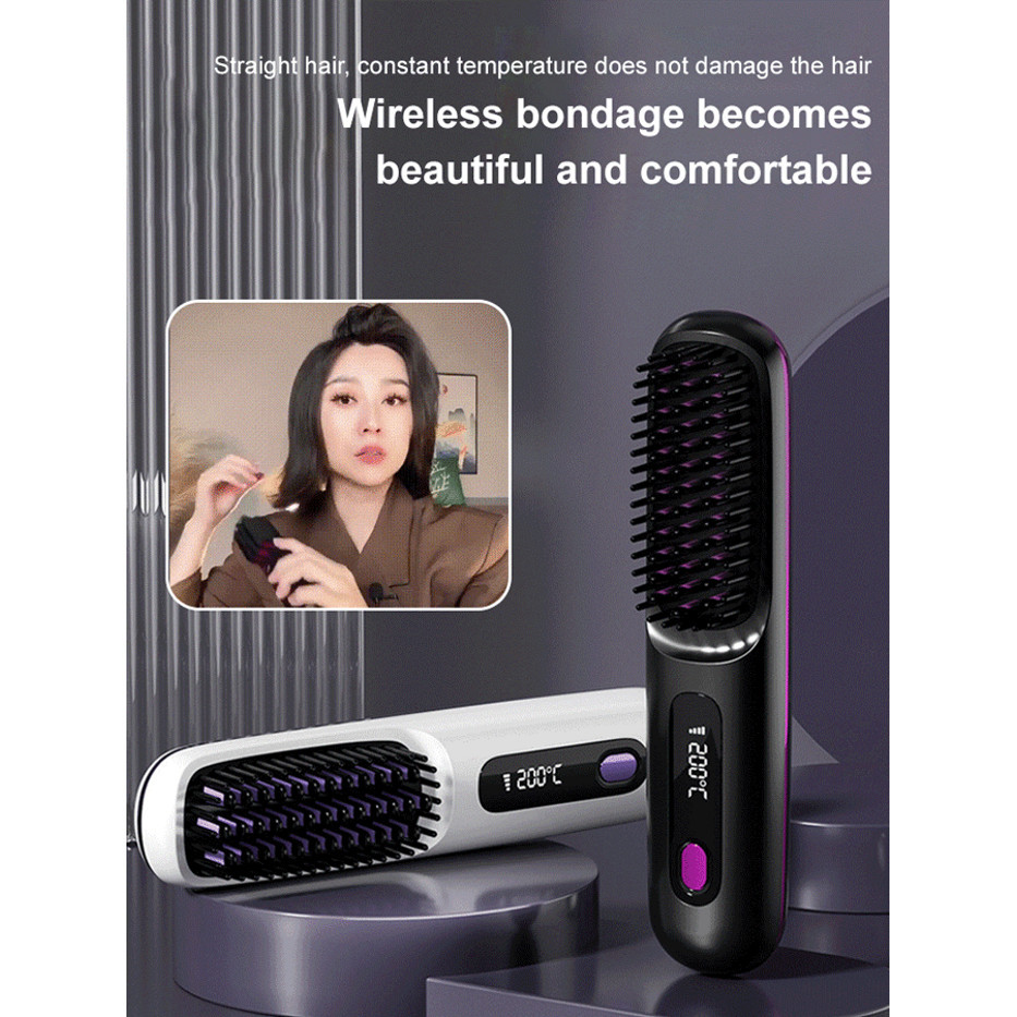 Wireless Portable Electric Comb LCD Heated Ceramic Usb Rechargeable ...