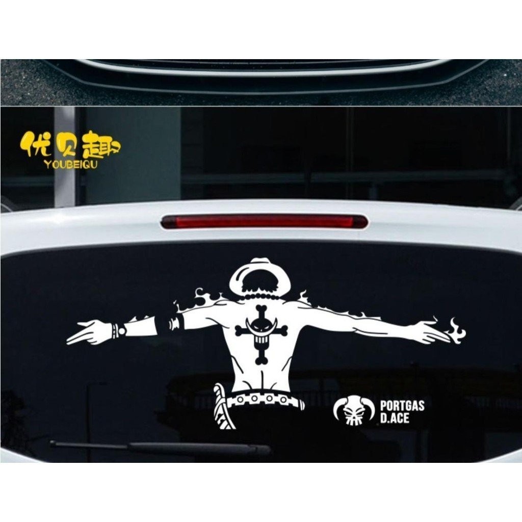 One Piece Car Stickers Ace Back Figure Luffy Rear Window Side Door Hood ...