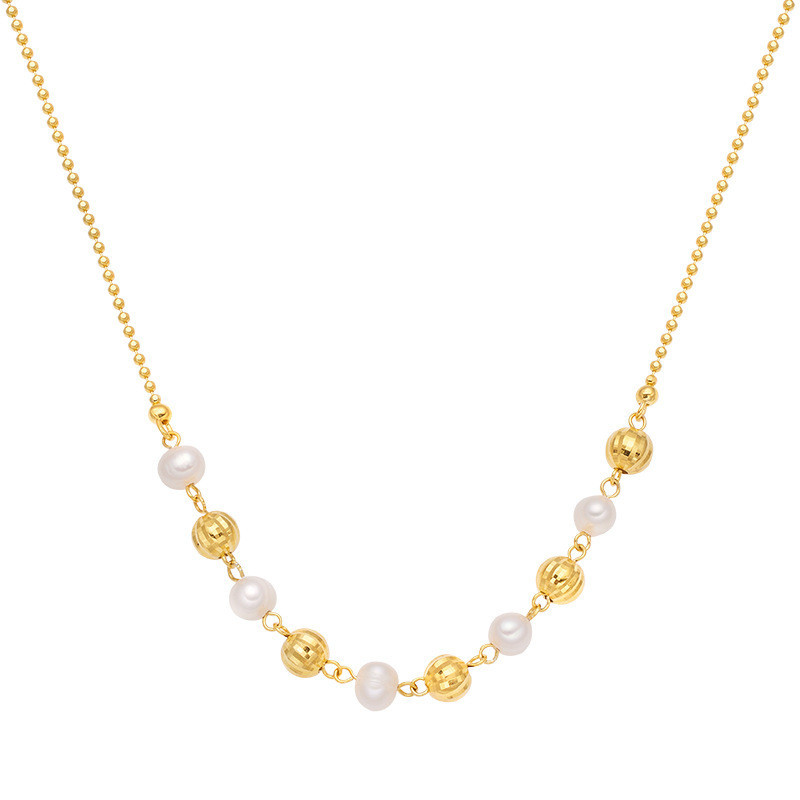 18k Gold Plated s925 Silver Irregular Baroque Pearl Necklace Pullable ...