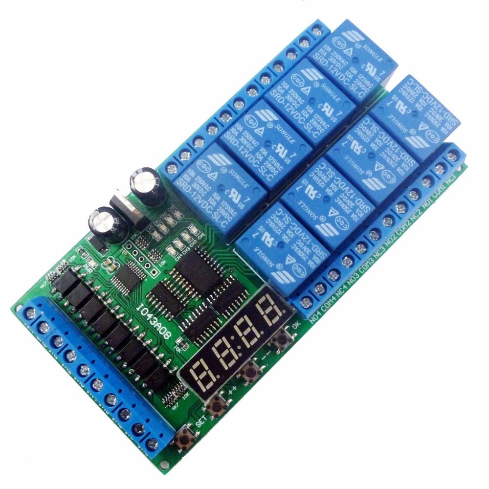 DC 12V 8 Channels Multifunction Timer Delay Relay Board Time Switch Timing Loop Interlock Self ...