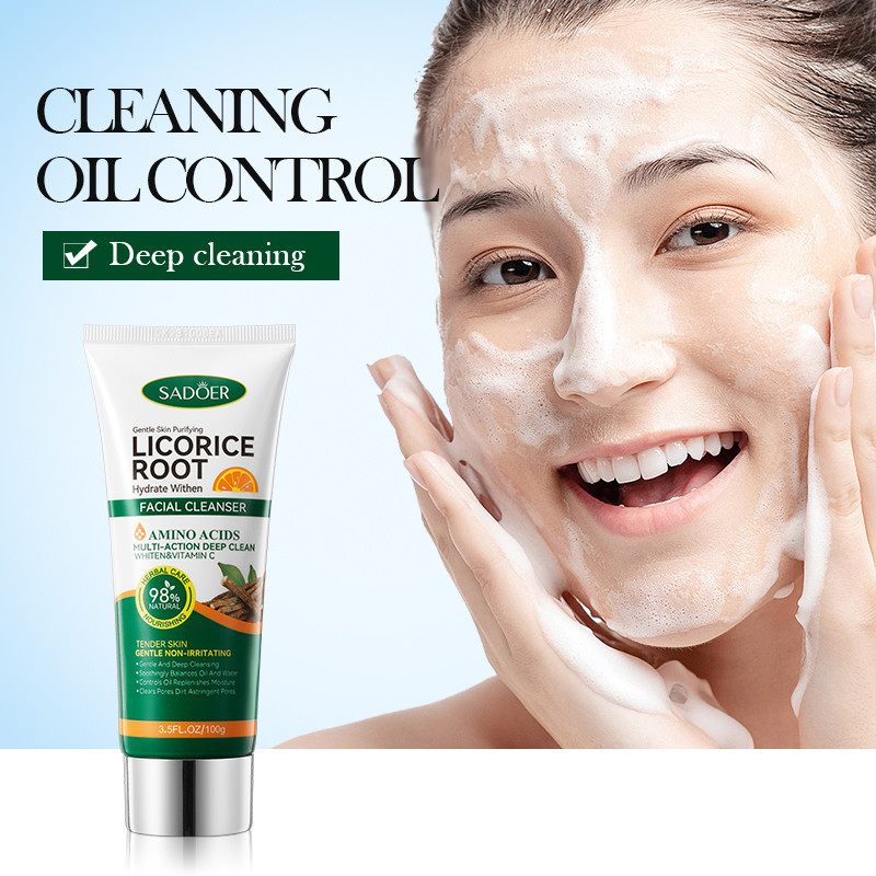 ROREC SADOER Licorice Root Hydrate Whiten Facial Cleanser Vitamin C Amino Acids Multi Action ...