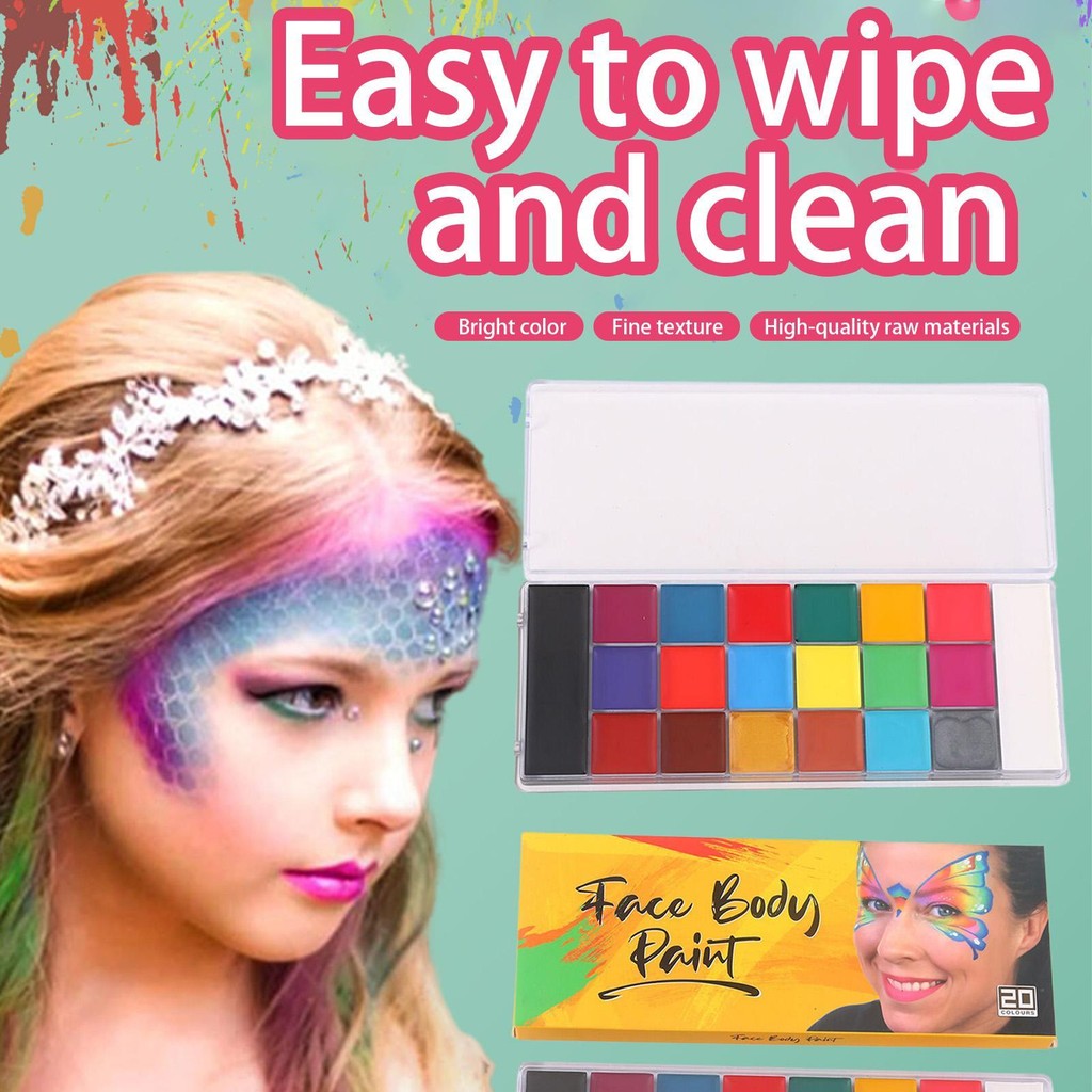 Face Paint Kit Waterproof 20 Colors Face Paint Palette Rainbow Face ...