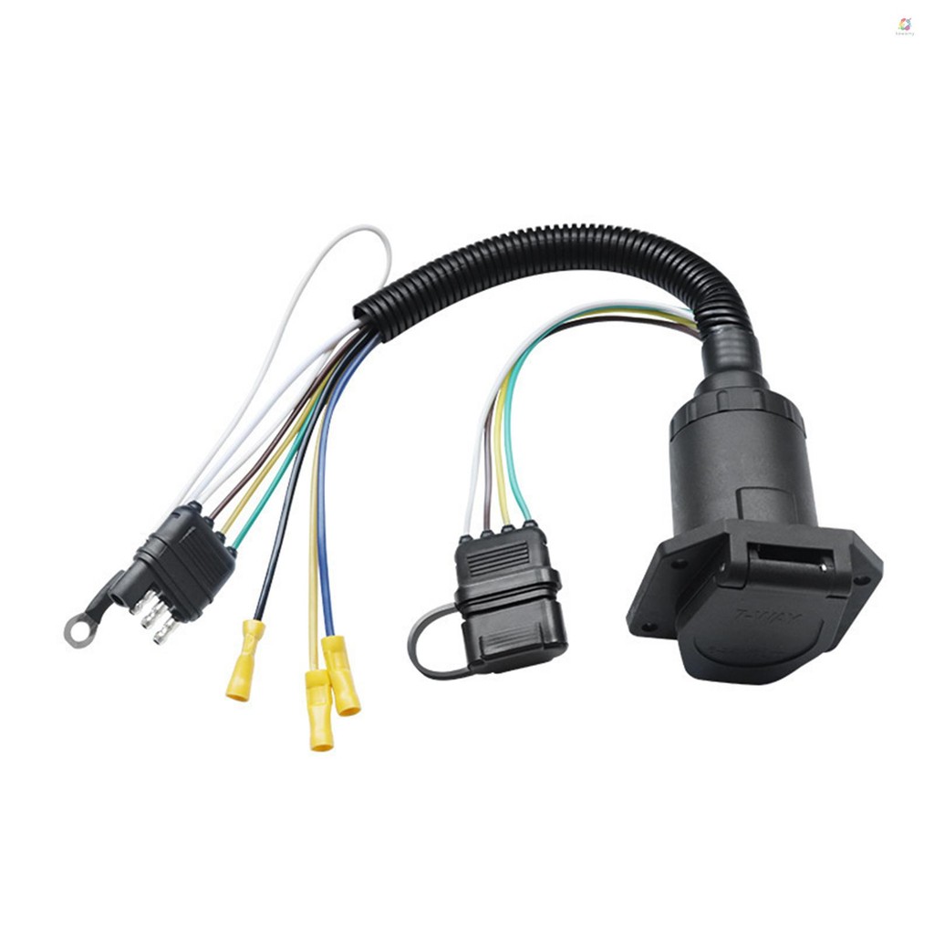 kawamy Trailer Light Adapter Dual Output 4-Way Flat to 7-Way RV Blade ...