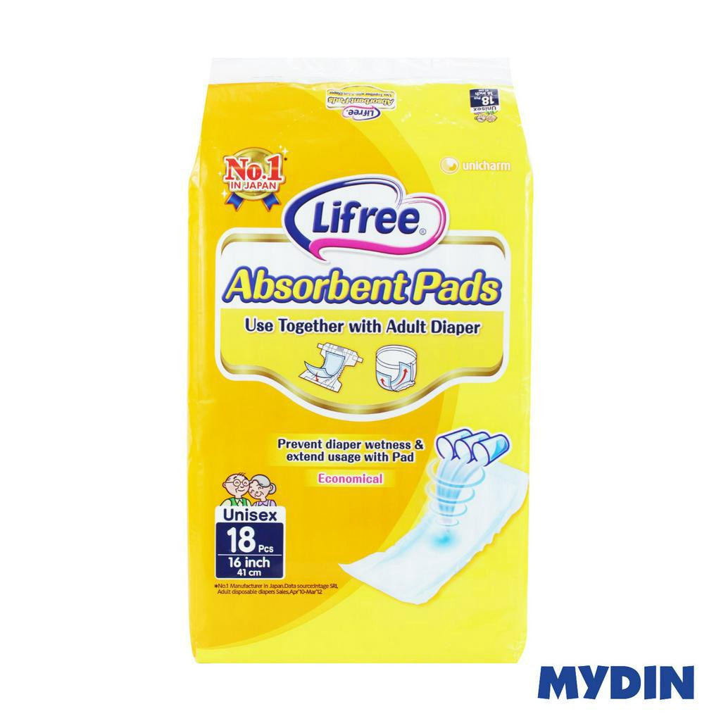 Lifree Absorbent Pads Unisex Adult Disposable Diapers 41cm (18’s ...