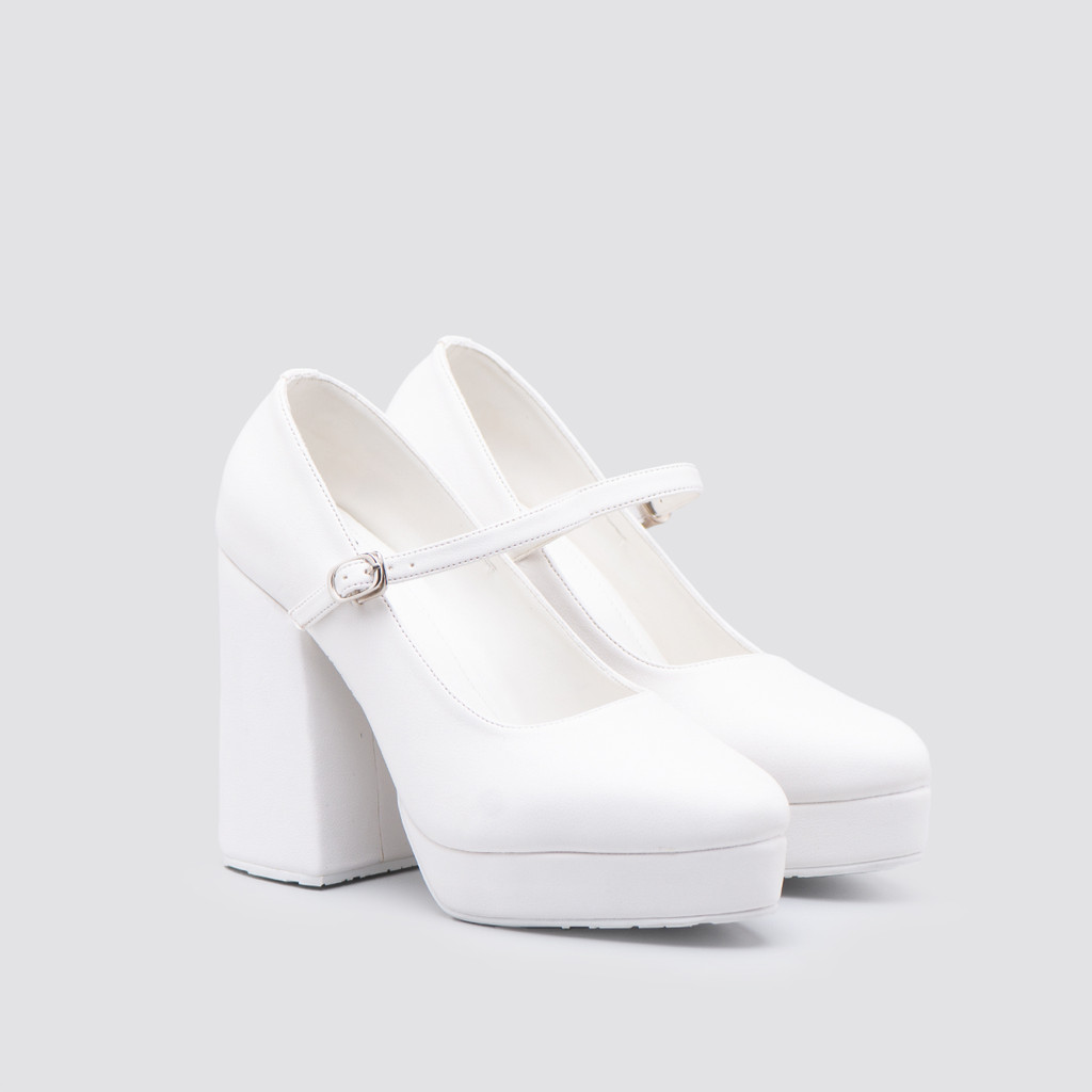 Adorableprojects - Pharita Heels White - Chunky Heels | Shopee Malaysia