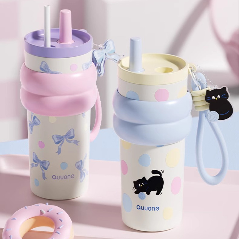 【LUCKY】QUUONE Large Capacity Thermos Cup Cold Tumbler Ceramic Coated ...