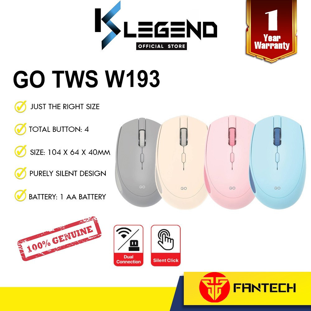 Fantech Go W193 Wireless Dual Mode Mouse Colorful Ergonomic Mouse ...