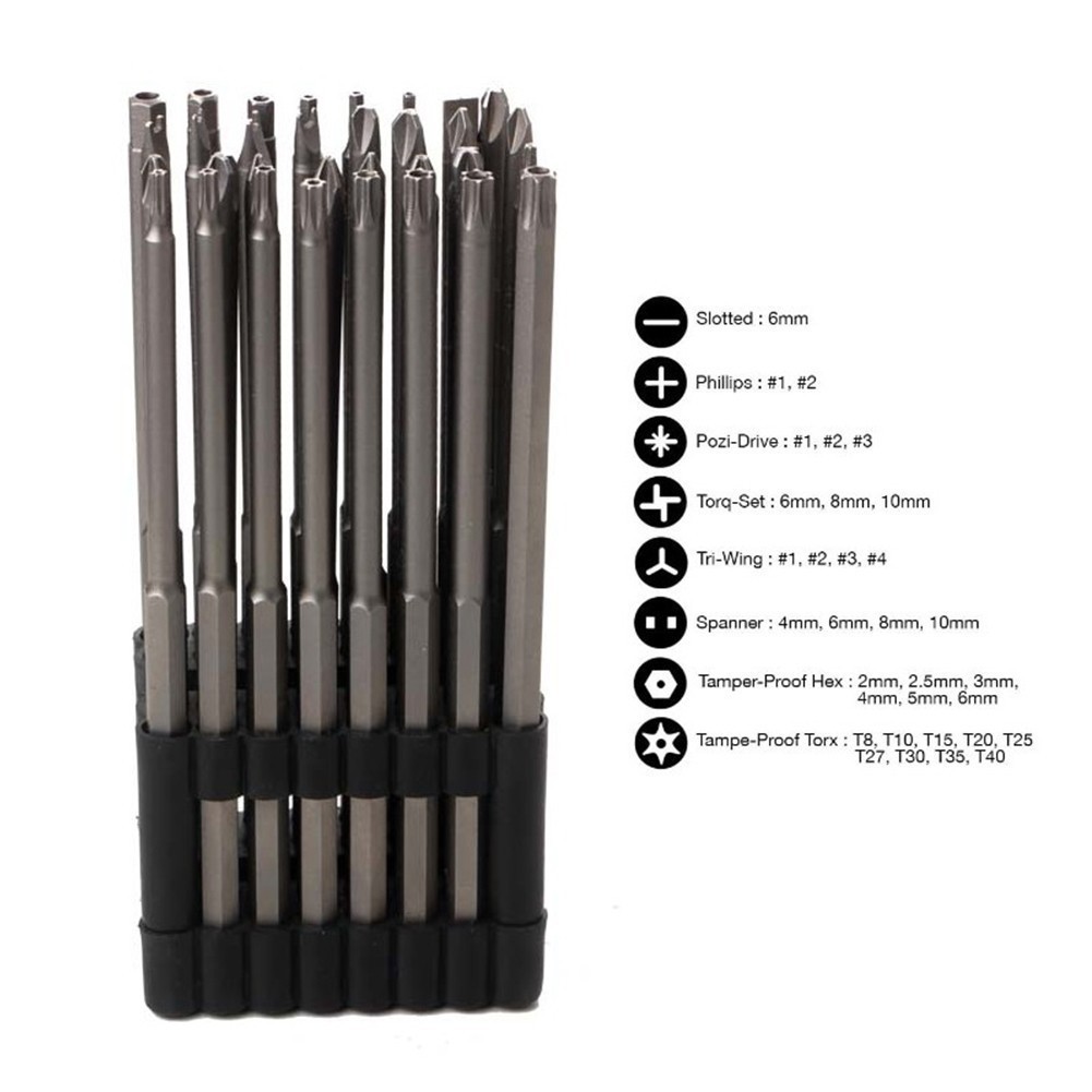 [DEARHEART] 32pcs 150mm Long Torx Tamper Proof Spanner Screwdriver Drill Bit PH1 PH2 PZ1 PZ2 ...