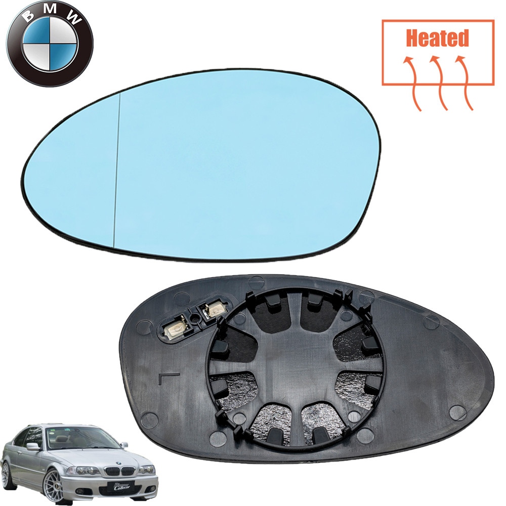 Blue White Heated HD Side Mirror Wide Angle For BMW E46 E81 E87 E82 E88 ...
