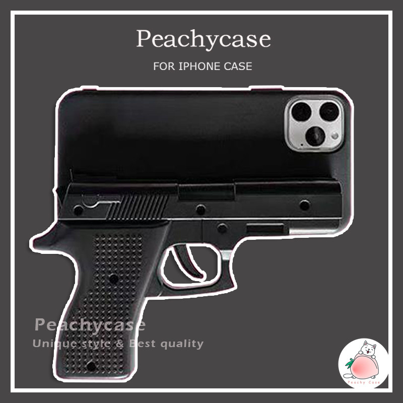 Unique Black Handgun Gun Phone Case Compatible for iPhone 16 Plus 15 14 ...