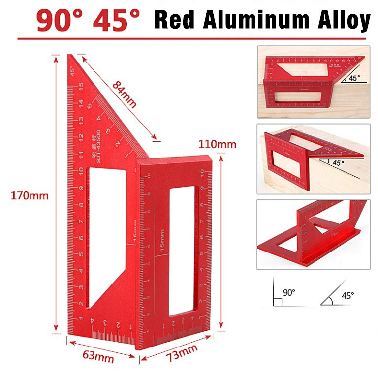Aluminum alloy 45 degrees diagonal angle 90 degrees right angle ruler ...