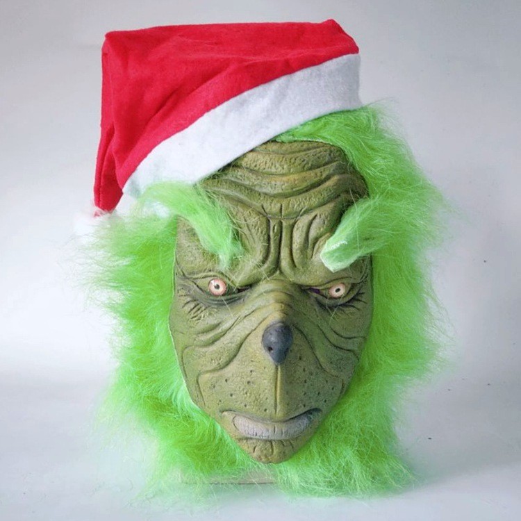 Green Fur Monster Grinch Mask Adult Latex Headgear Prank Propscosplay ...
