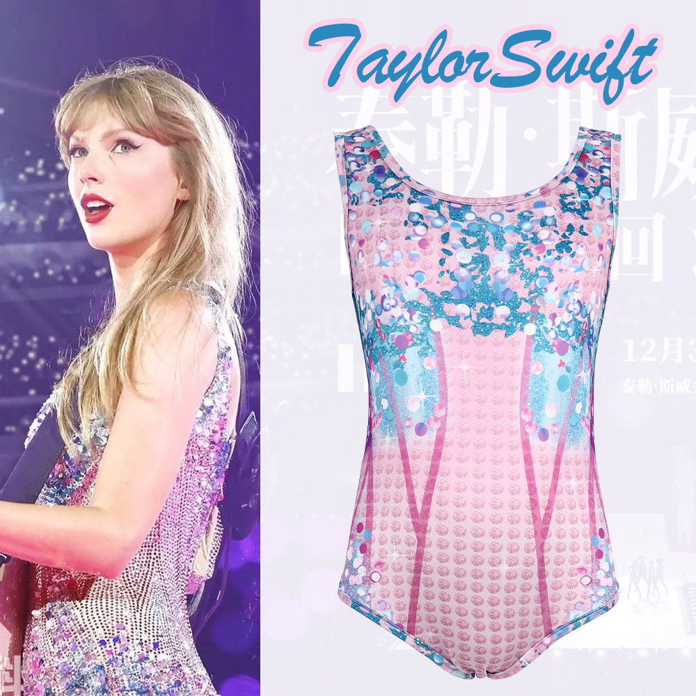 Taylor Swift Singer Swimsuit Kids Sequins Sleeveless Swimwear Summer ...