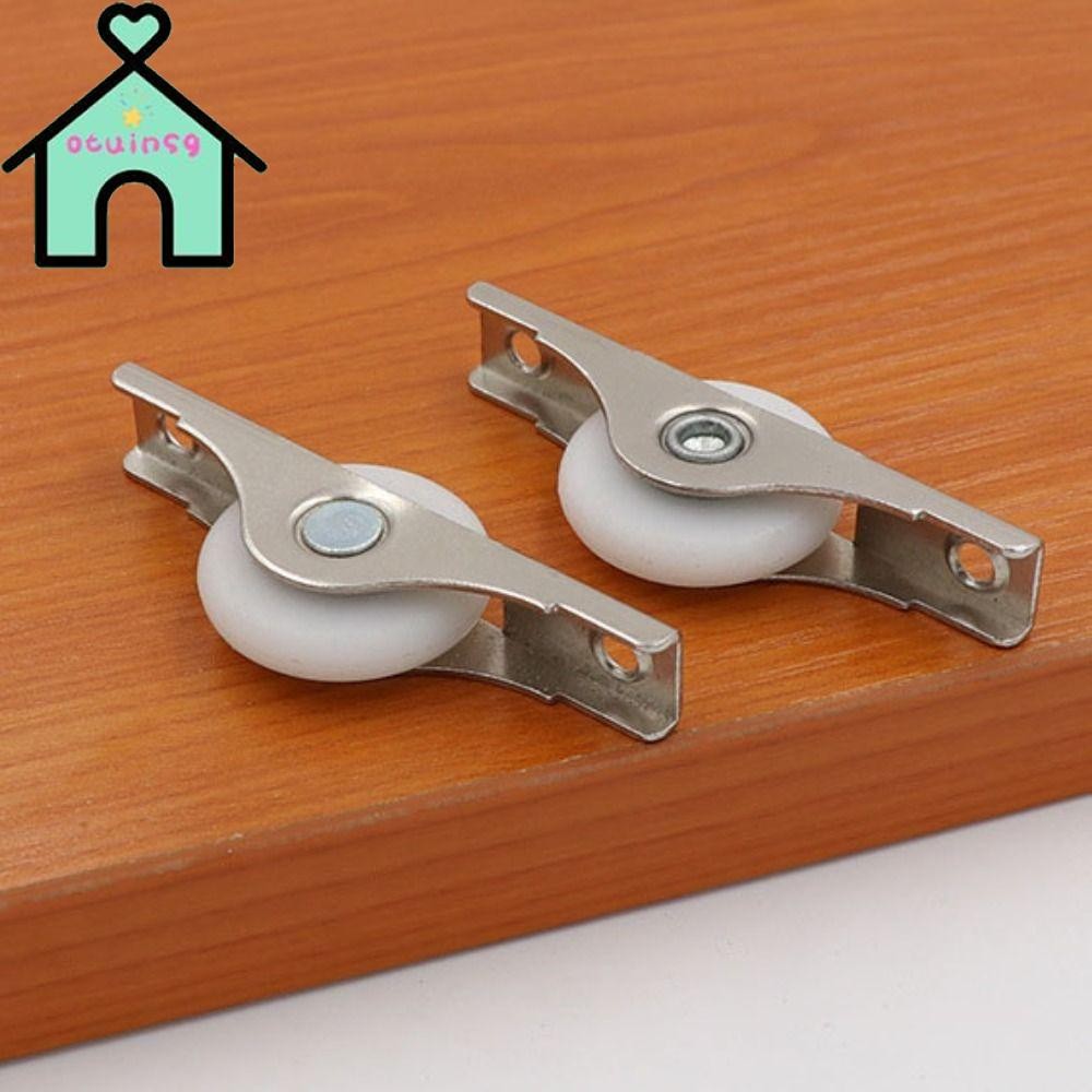 OTUINSG Barn Door Rollers, Black Silver Sliding Door Bottom Pulley ...