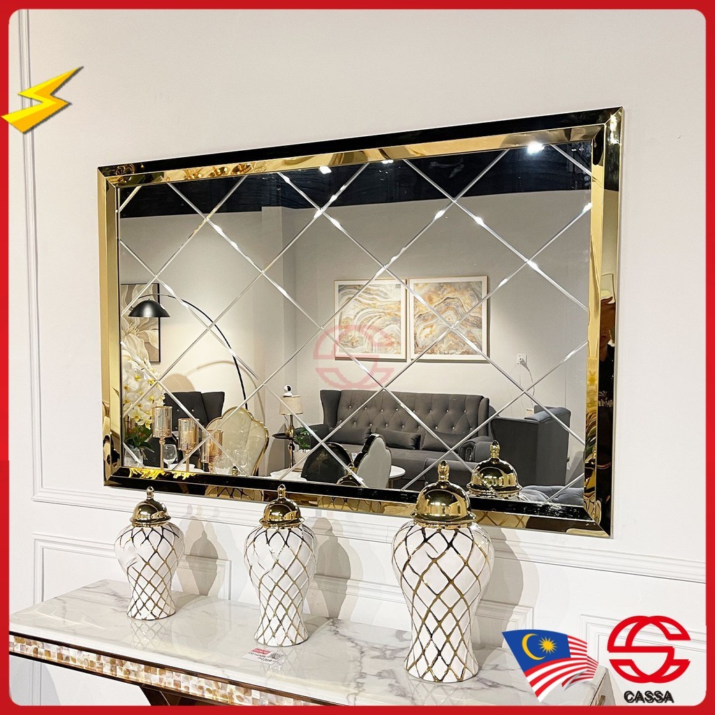 Cassa LOUVRE Gold Diamond Mirror 140X90 / 180X90 come with Gold Frame ...