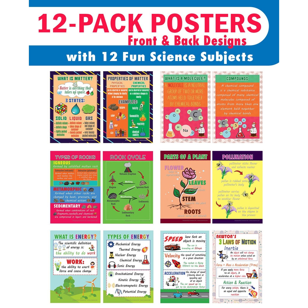 Intermediate Level Science Educational Learning Posters (12-Pack ...