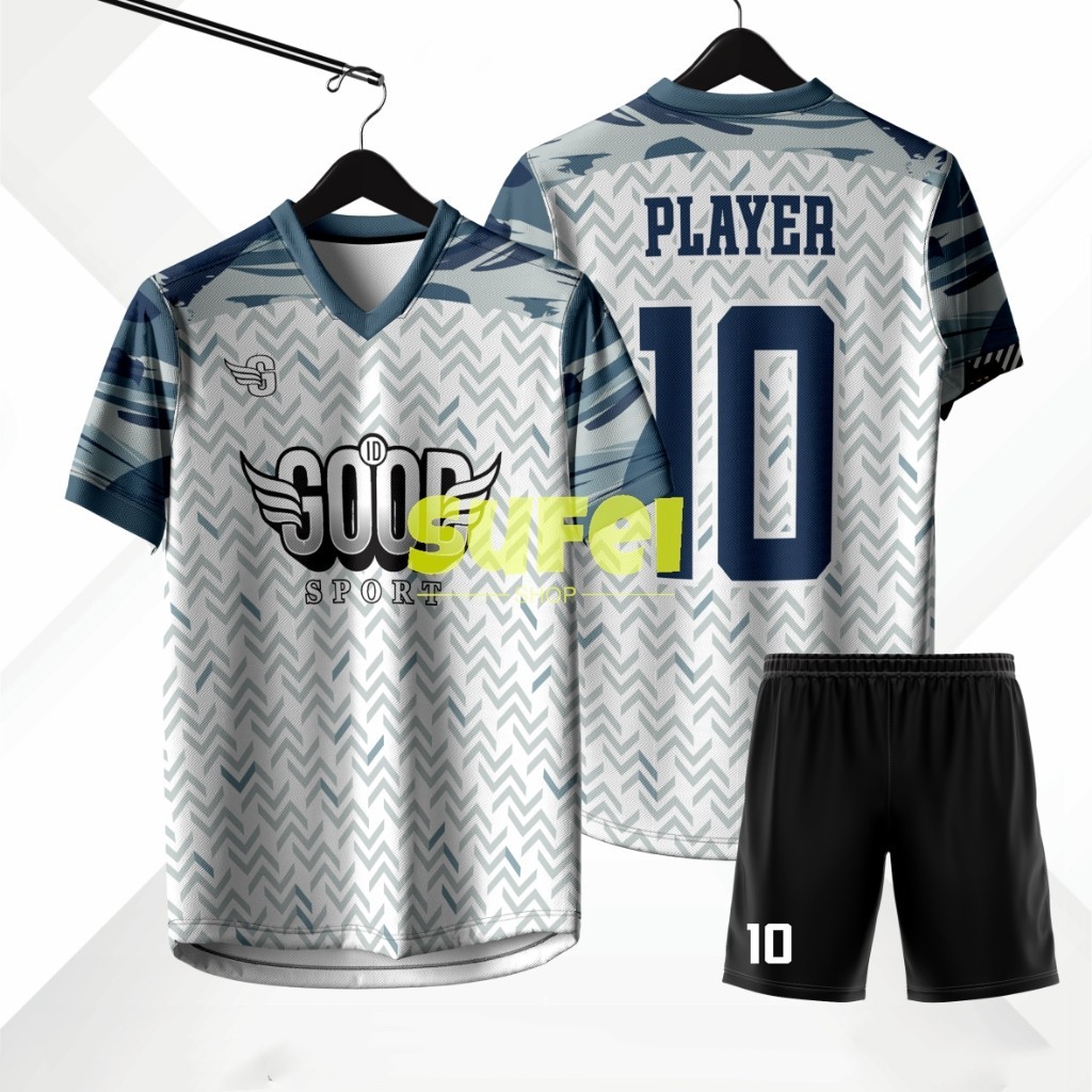 FREE BLUE ZIGZAG FUTSAL / SOCCER JERSEY CUSTOM NAME NUMBER BACK FULL ...