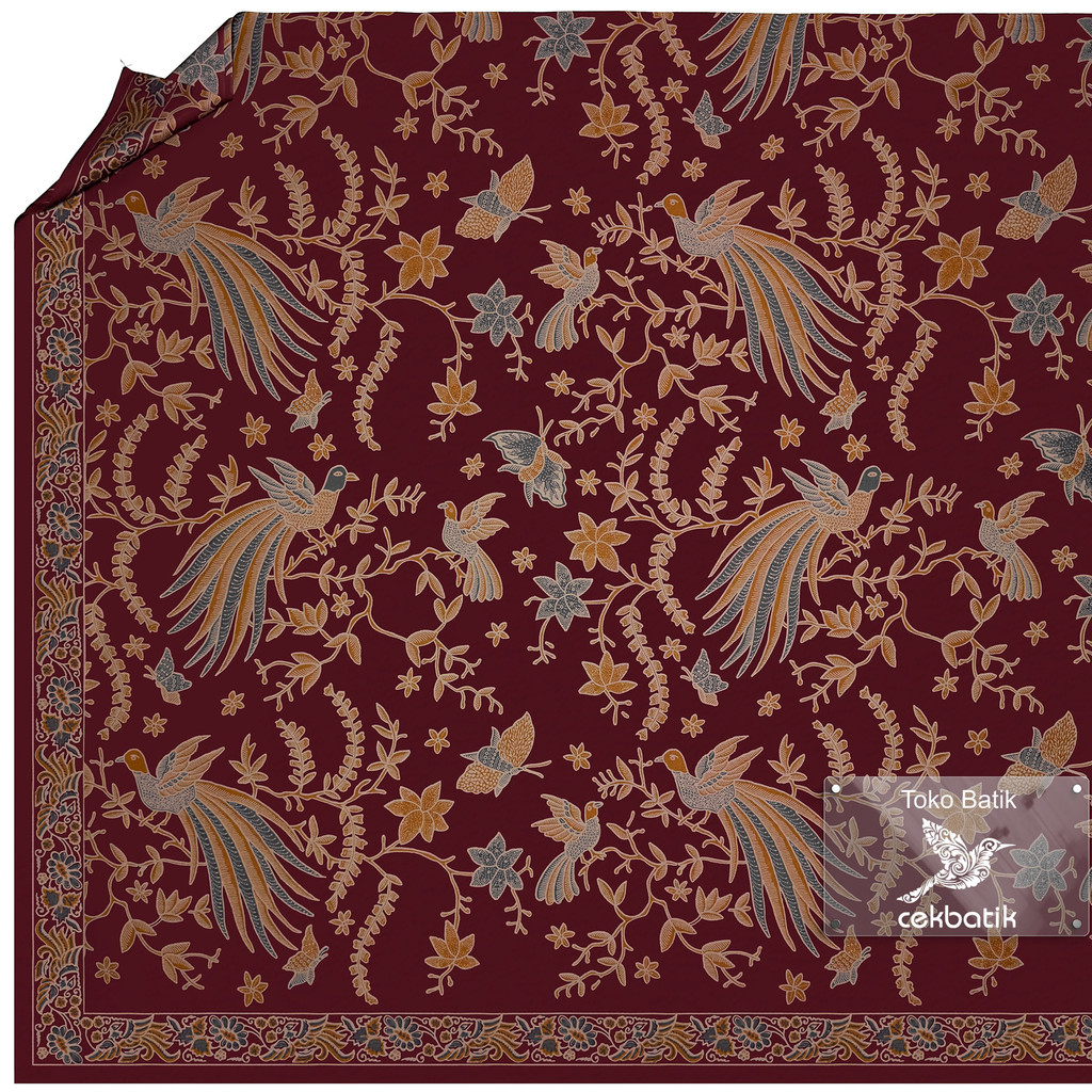 MERAH Batik cloth - Export Quality Elegant Flower Butterfly Bird Batik ...