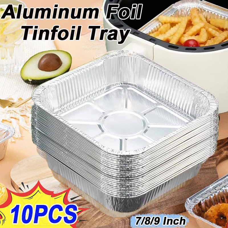 7/8/9 Inch Square Air Fryer Tin Foil Box - Thickened, Oil-Proof, Non ...