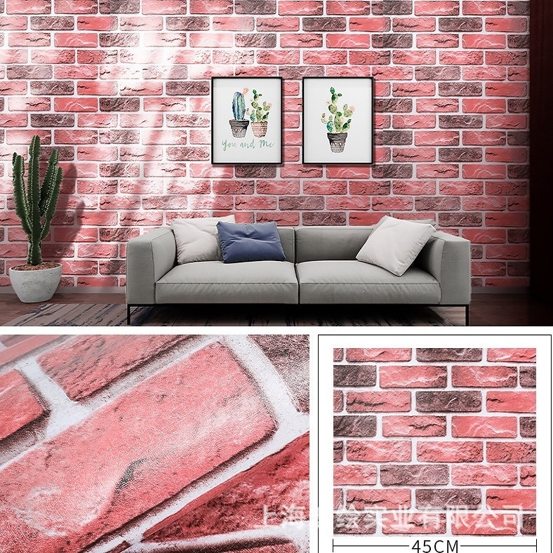 MERAH Red Burnt Brick Wall Wallpaper 8m to 9m x 45cm | Shopee Malaysia